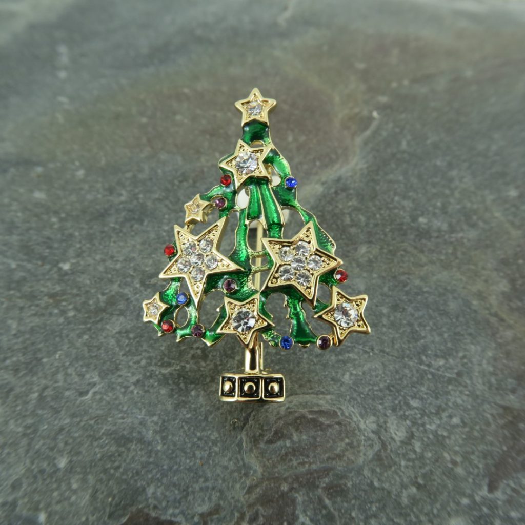 Christmas Tree Festive Brooch with Stars – Alexander Thurlow