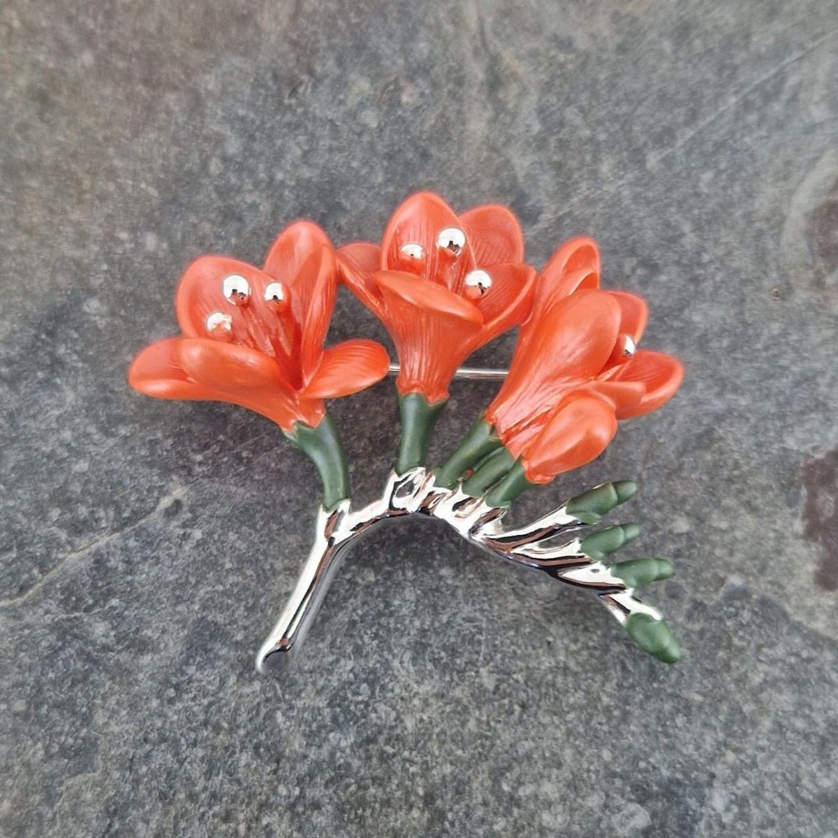 Freesia Orange Flower Brooch – Alexander Thurlow
