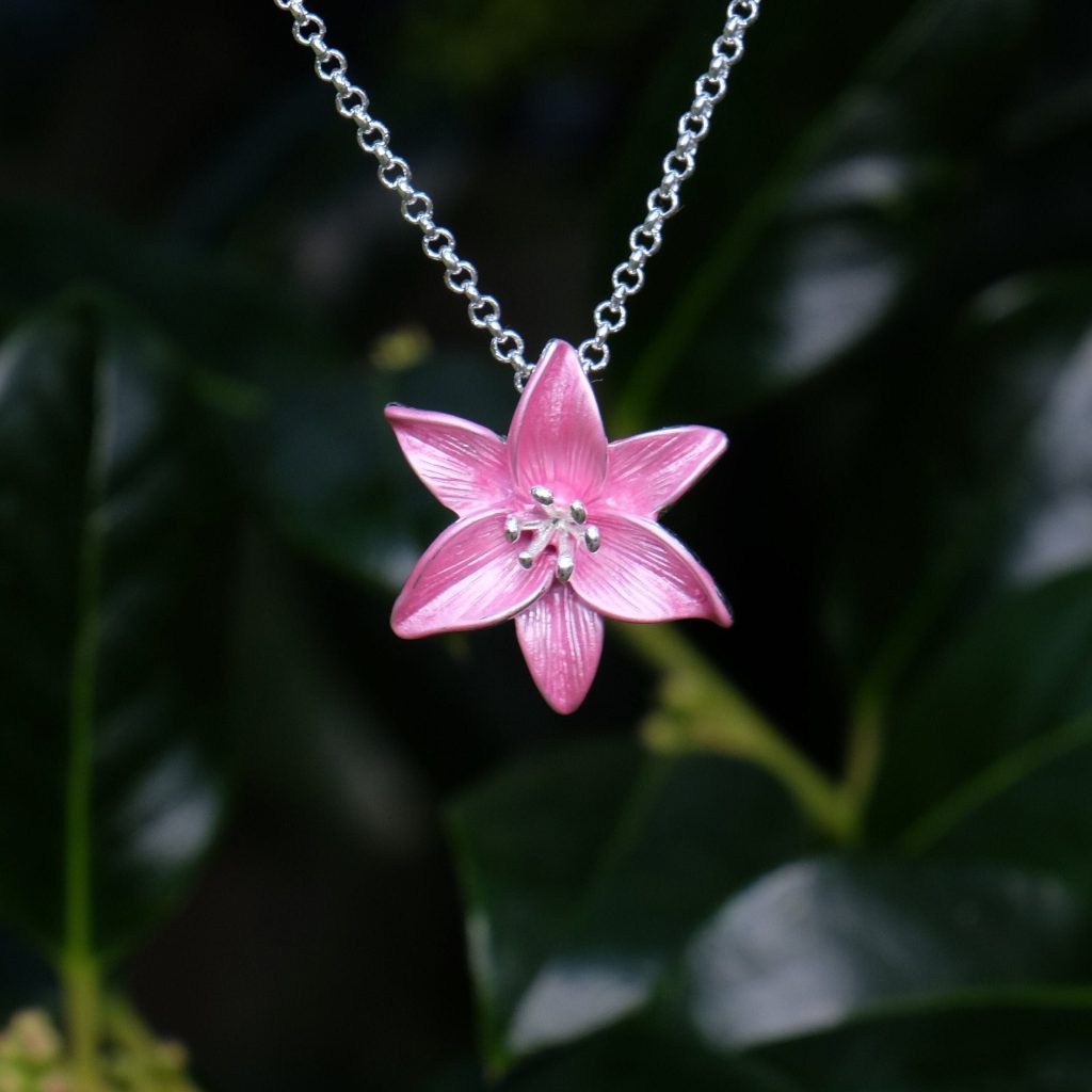 Lily Pink Star Gazer Flower Pendant Necklace – Alexander Thurlow